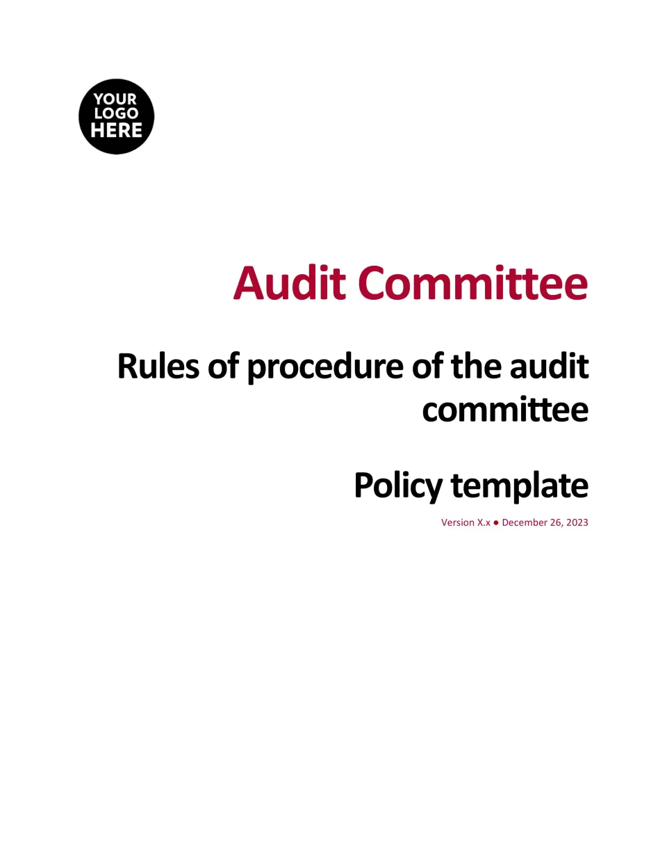 Rules of procedure of the audit committee Policy Template - Banking and ...