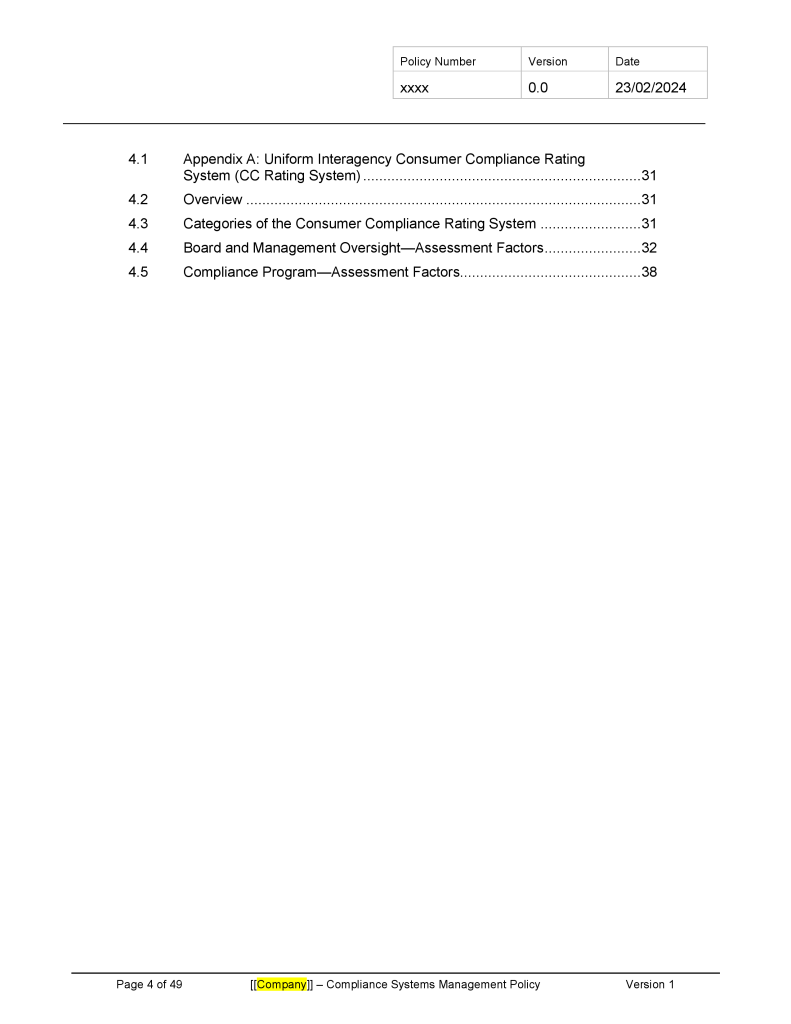 Compliance Management Policy Template - Banking and Fintech Policies ...