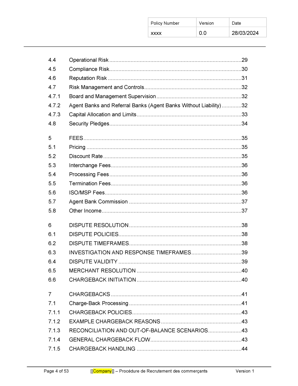 Merchant Services Program Policy Template - Banking and Fintech ...