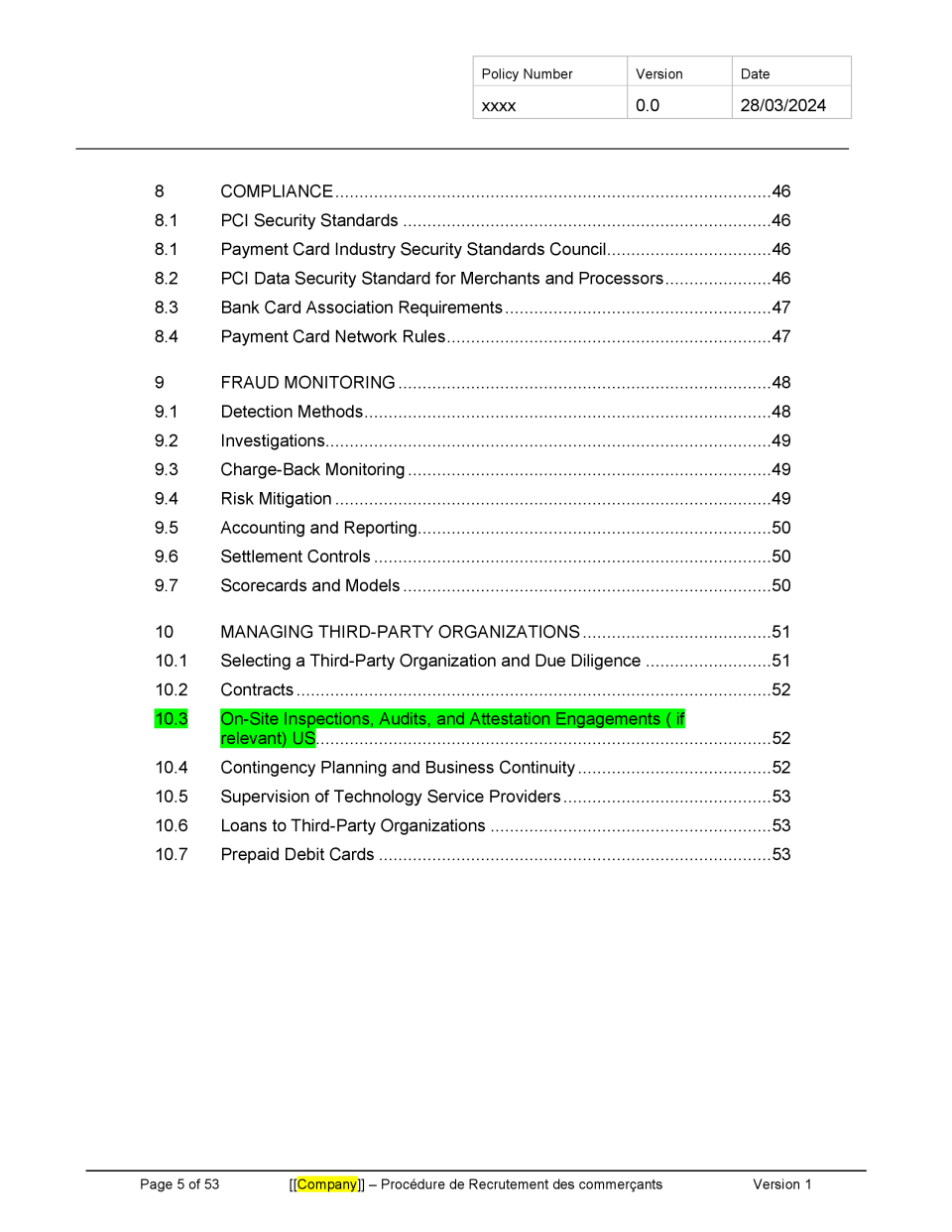 Merchant Services Program Policy Template - Banking and Fintech ...