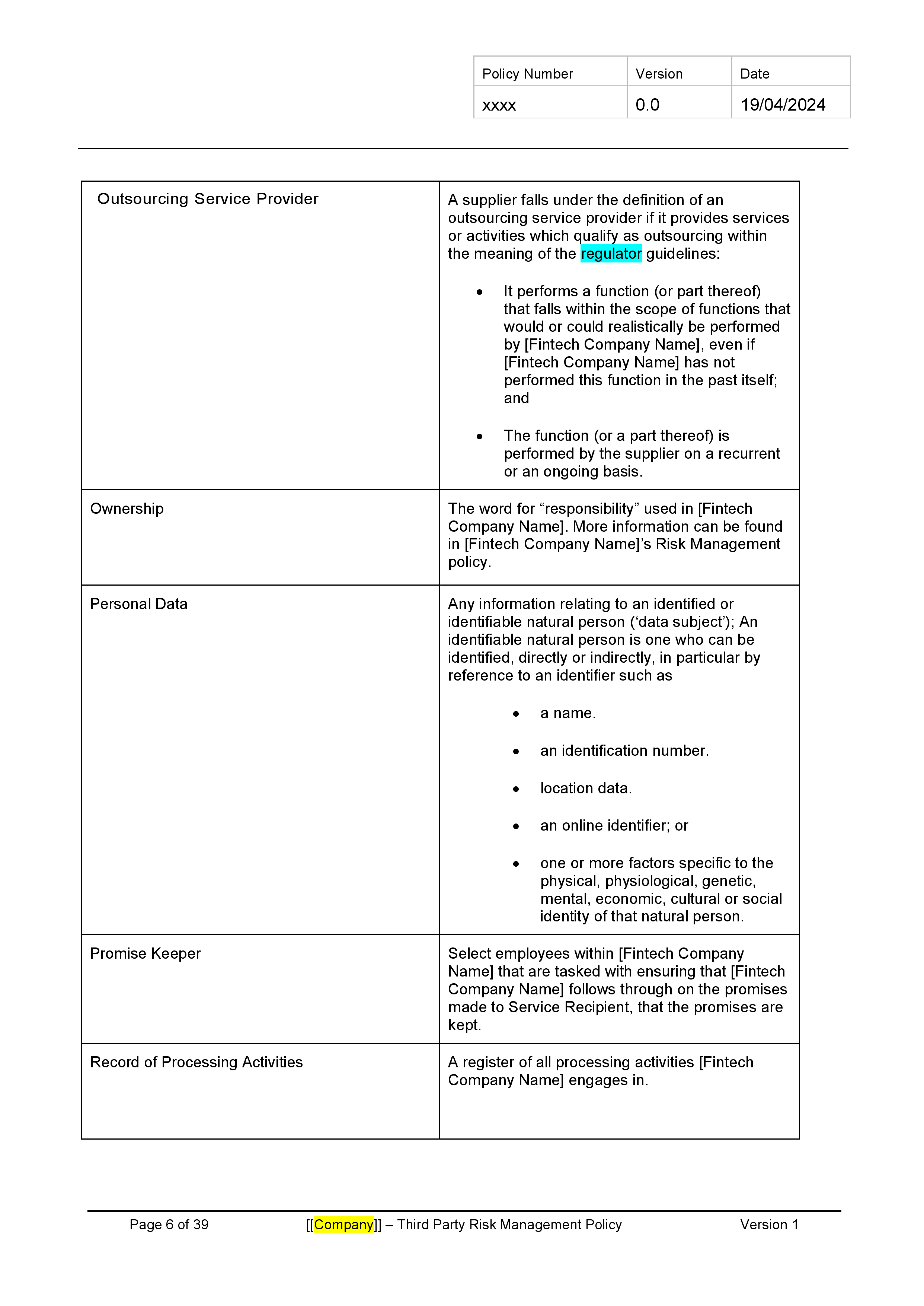 Third-Party Risk Management Policy Template - Banking and Fintech ...