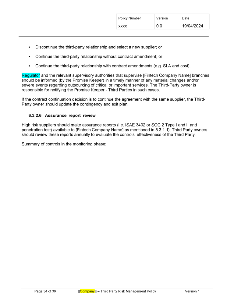 Third-Party Risk Management Policy Template - Banking and Fintech ...