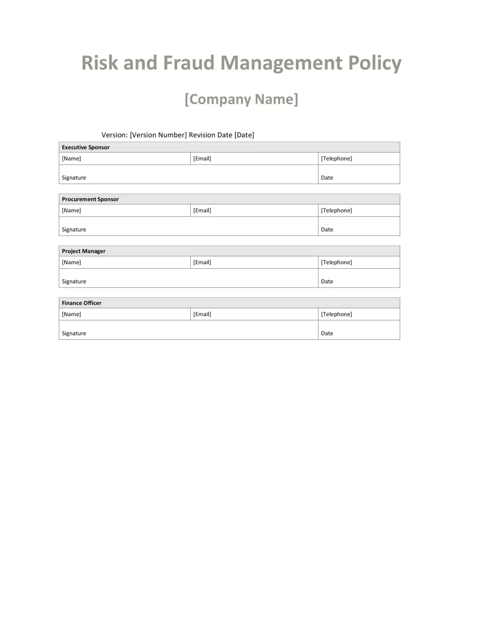 Risk and Fraud Management for Card Payments Transactions Policy ...
