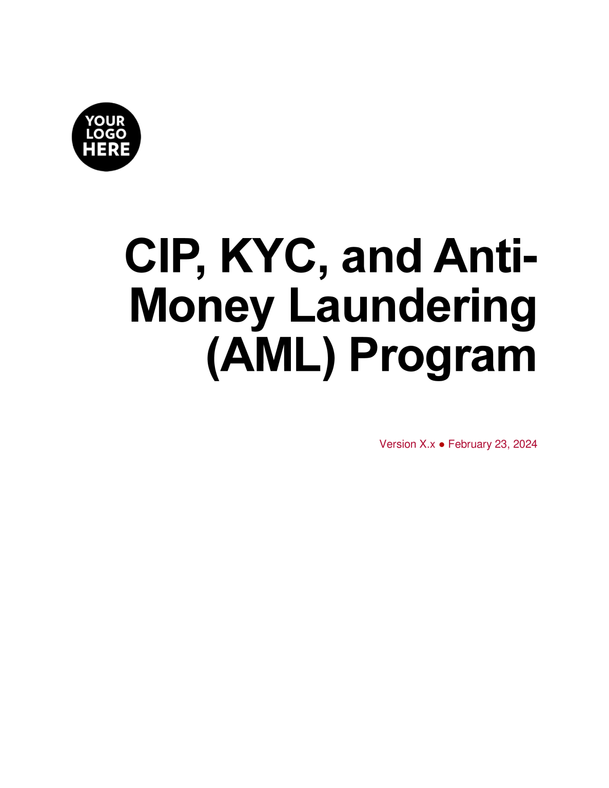 CIP, KYC, and Anti-Money Laundering (AML) Program Policy Template ...
