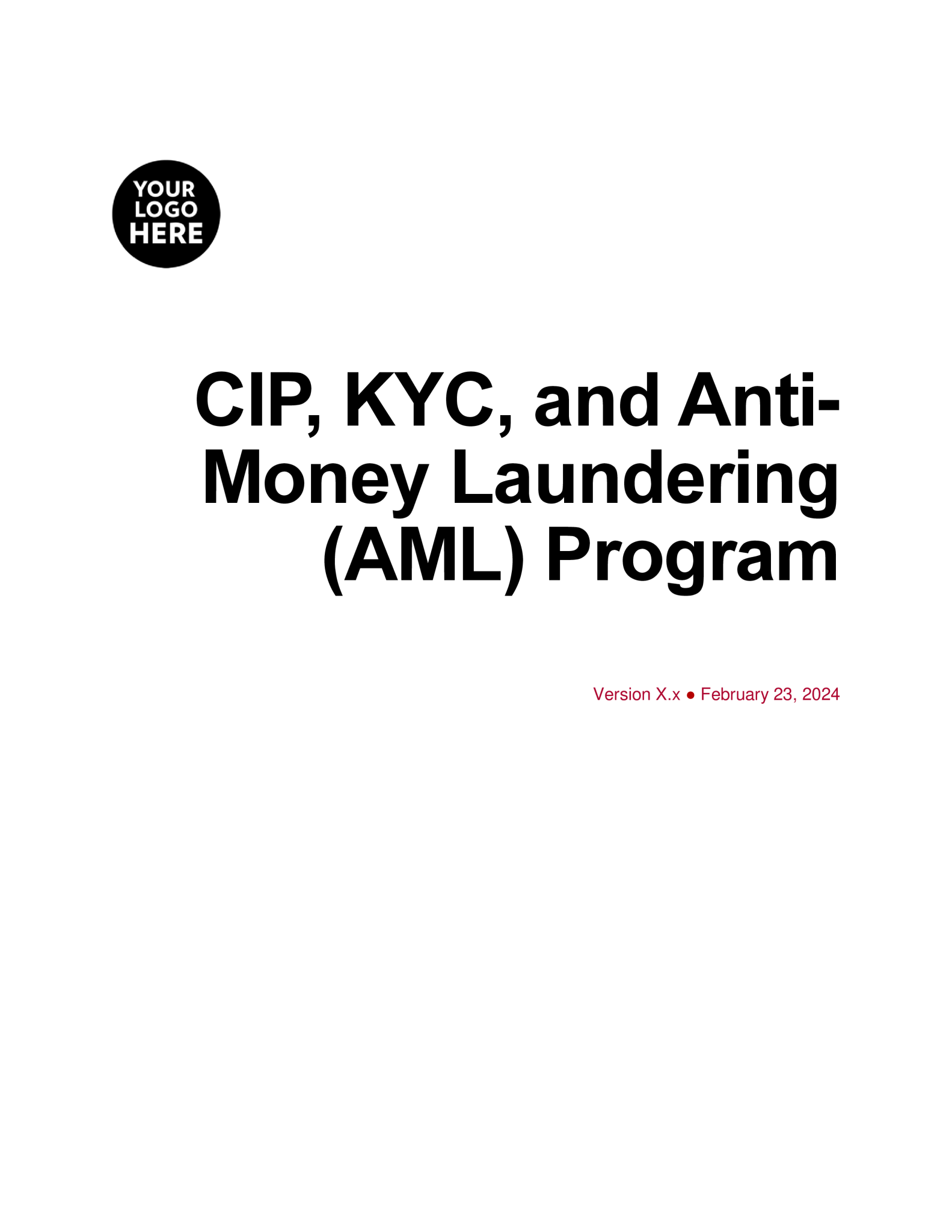 CIP, KYC, and Anti-Money Laundering (AML) Program Policy Template ...