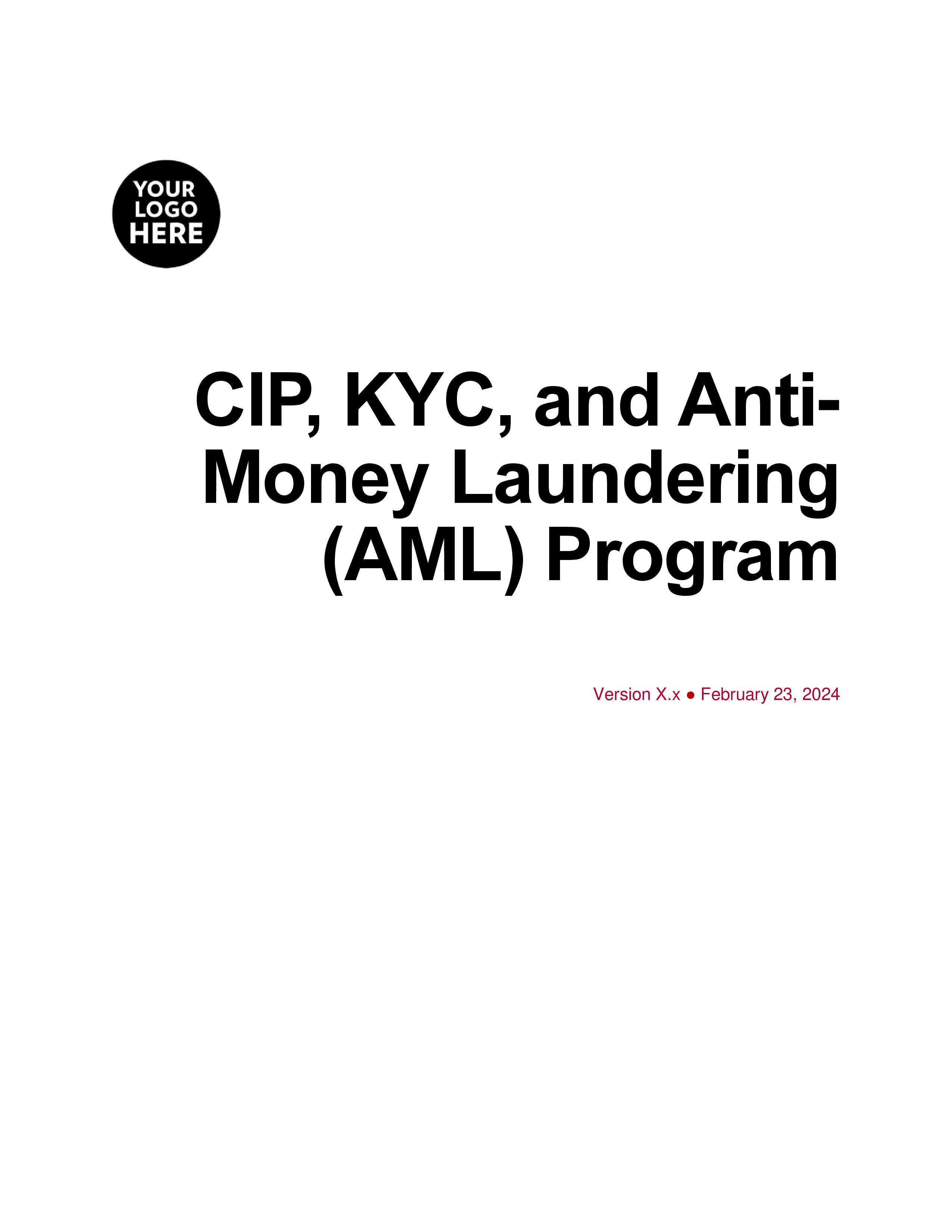 CIP, KYC, and Anti-Money Laundering (AML) Program Policy Template ...