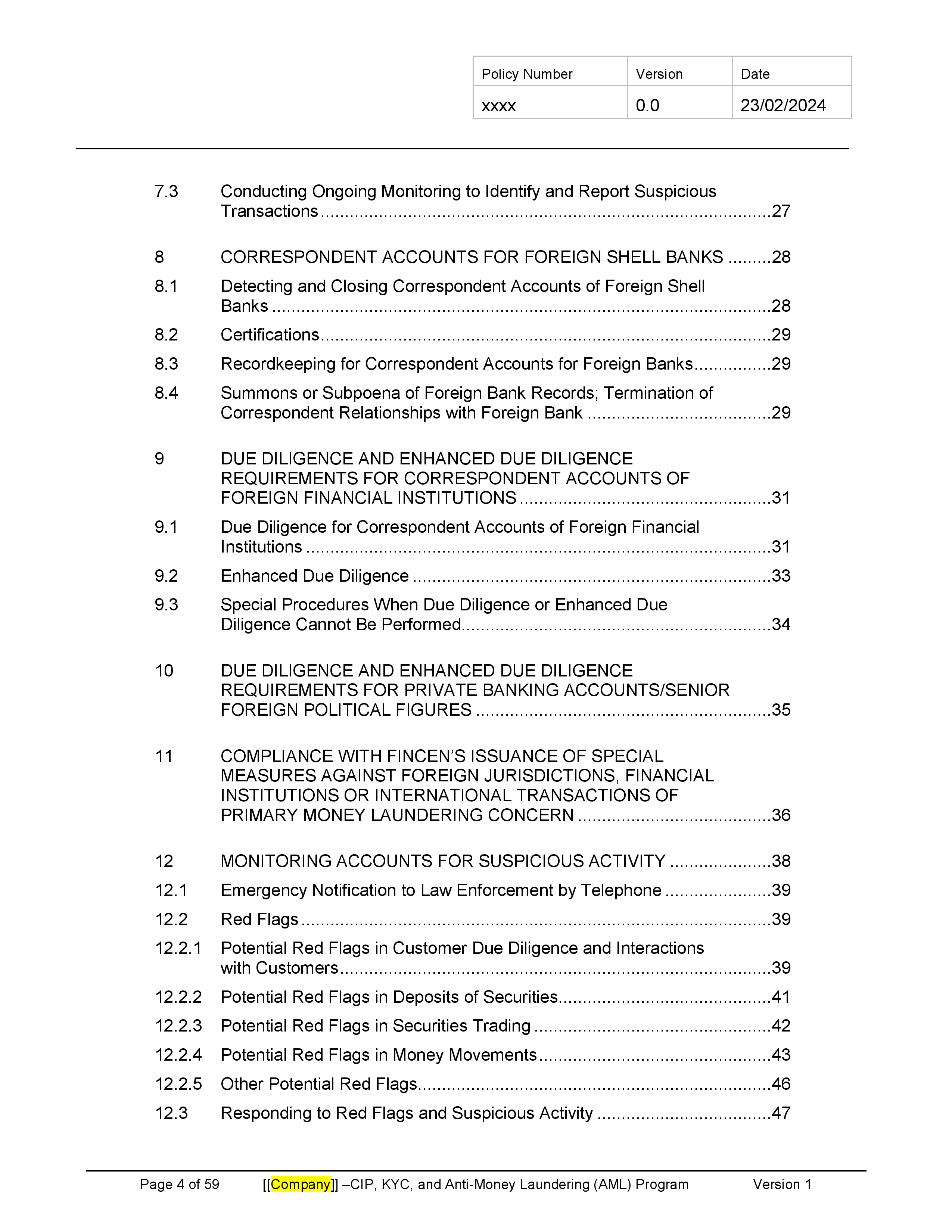 CIP, KYC, and Anti-Money Laundering (AML) Program Policy Template ...