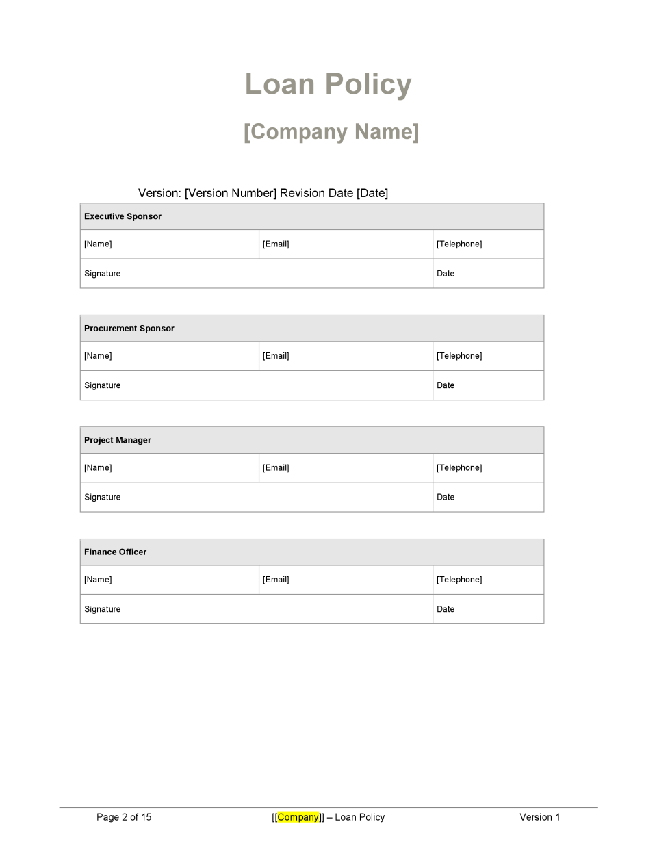 Sample Short Consumer Loan Policy Template - Banking and Fintech ...